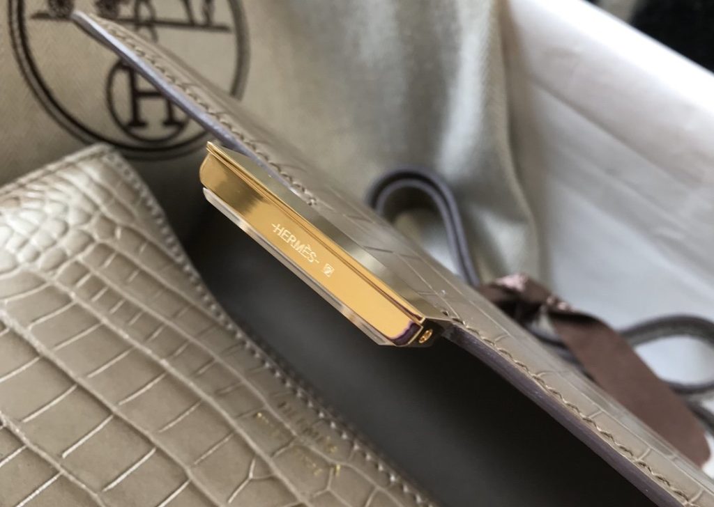 Hermes Constance Bag Mini 18 Etoupe Crocodile Gold Hardware - HoooGoods