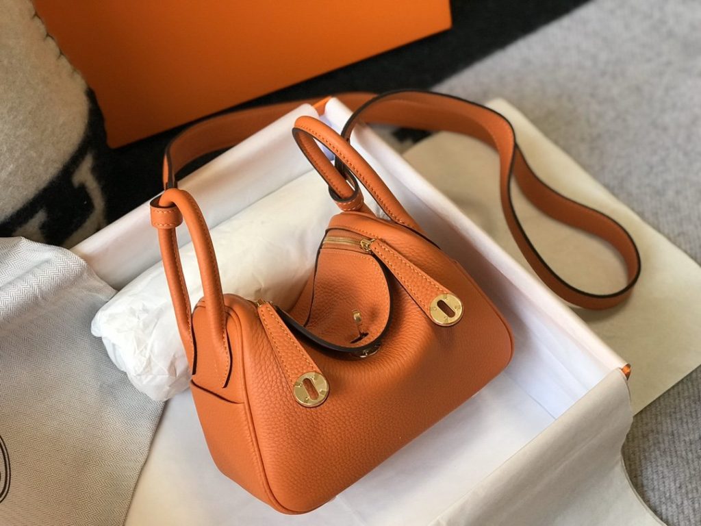 Hermes Lindy Mini 20 Orange Silver/Gold Hardware – HoooGoods