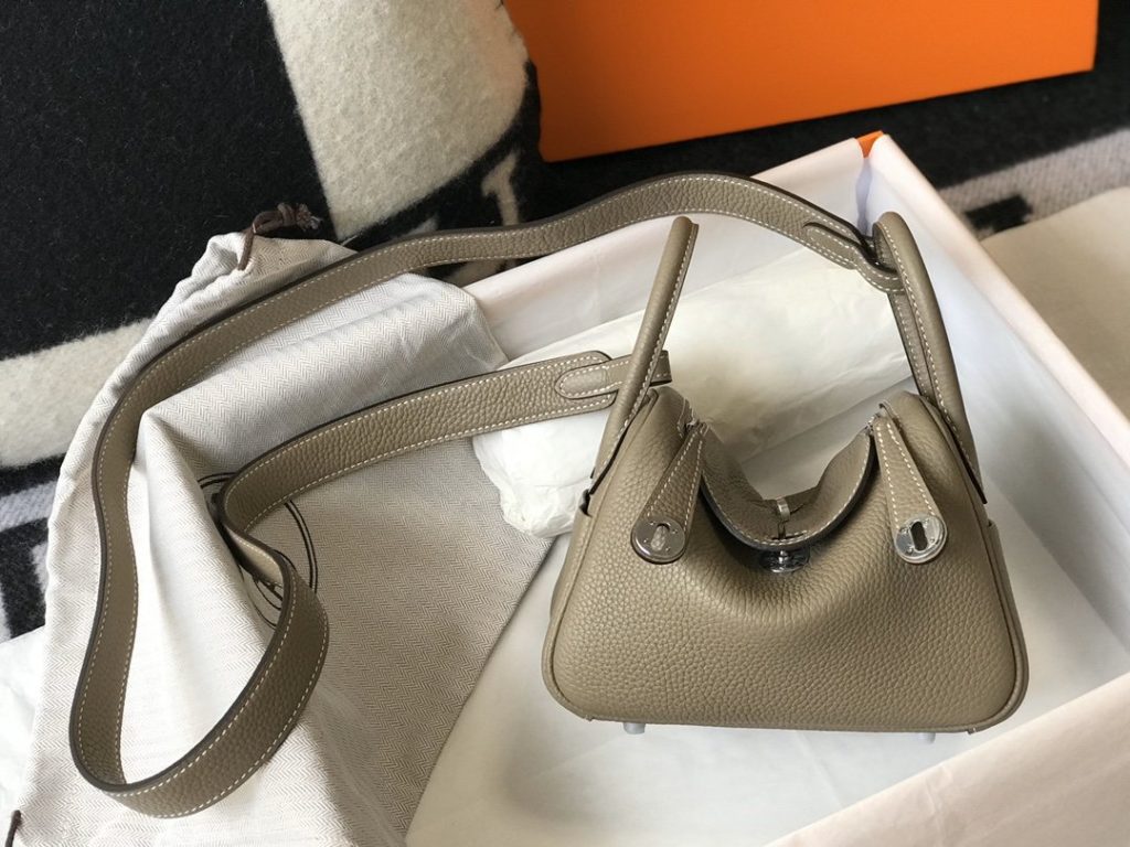 Hermes Lindy Mini Etoupe Silver/Gold Hardware - HoooGoods
