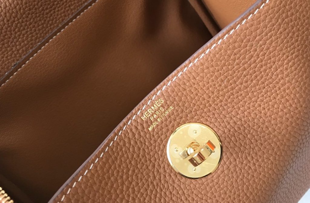 Hermes Mini Lindy Gold Taurillon Clemence Silver/Gold Hardware - HoooGoods
