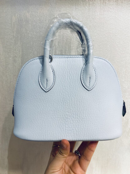 Hermes Mini Bolide Chevre Mysore Bleu Brume Blue Goat Skin Leather ...