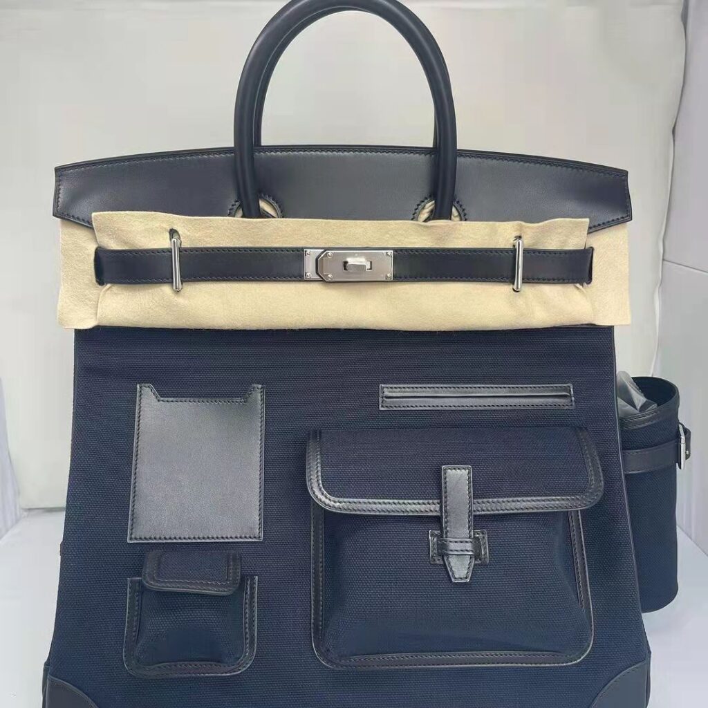 Hermes Birkin HAC Cargo 40 Black Box & Bleu Nuit Canvas With Palladium ...