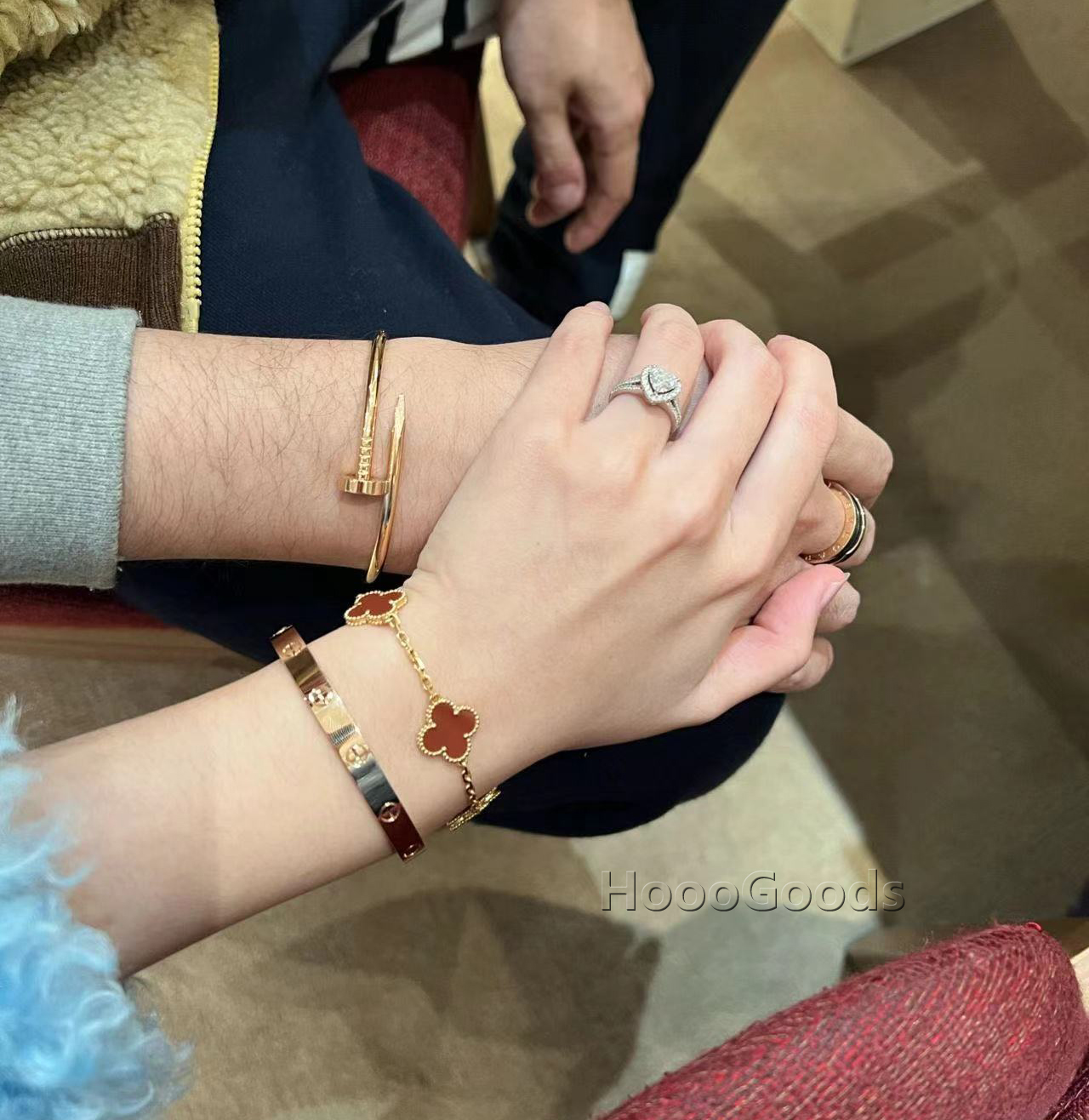 VCA Vintage Alhambra bracelet 5 motifs Carnelian stacking with Cartier ...