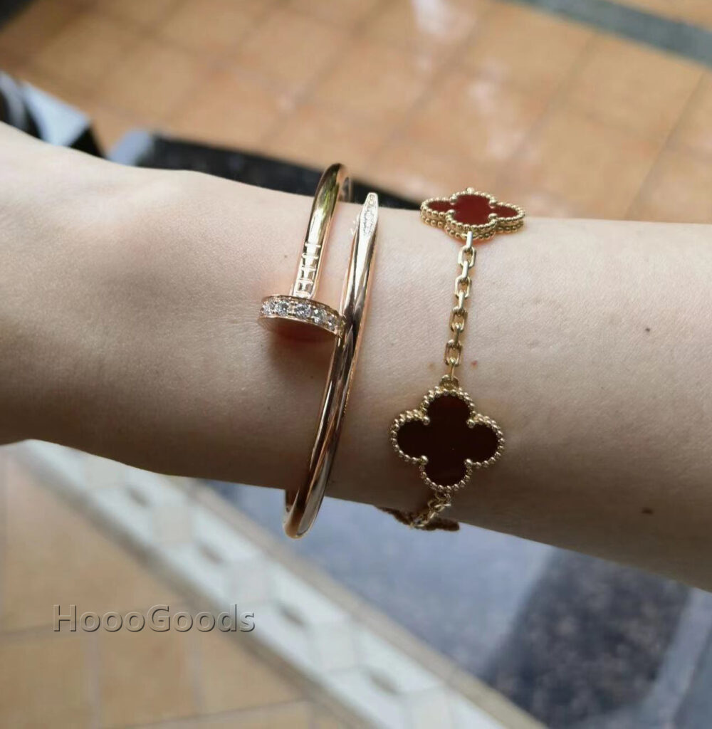 VCA Vintage Alhambra bracelet 5 motifs Carnelian stacking with Cartier ...