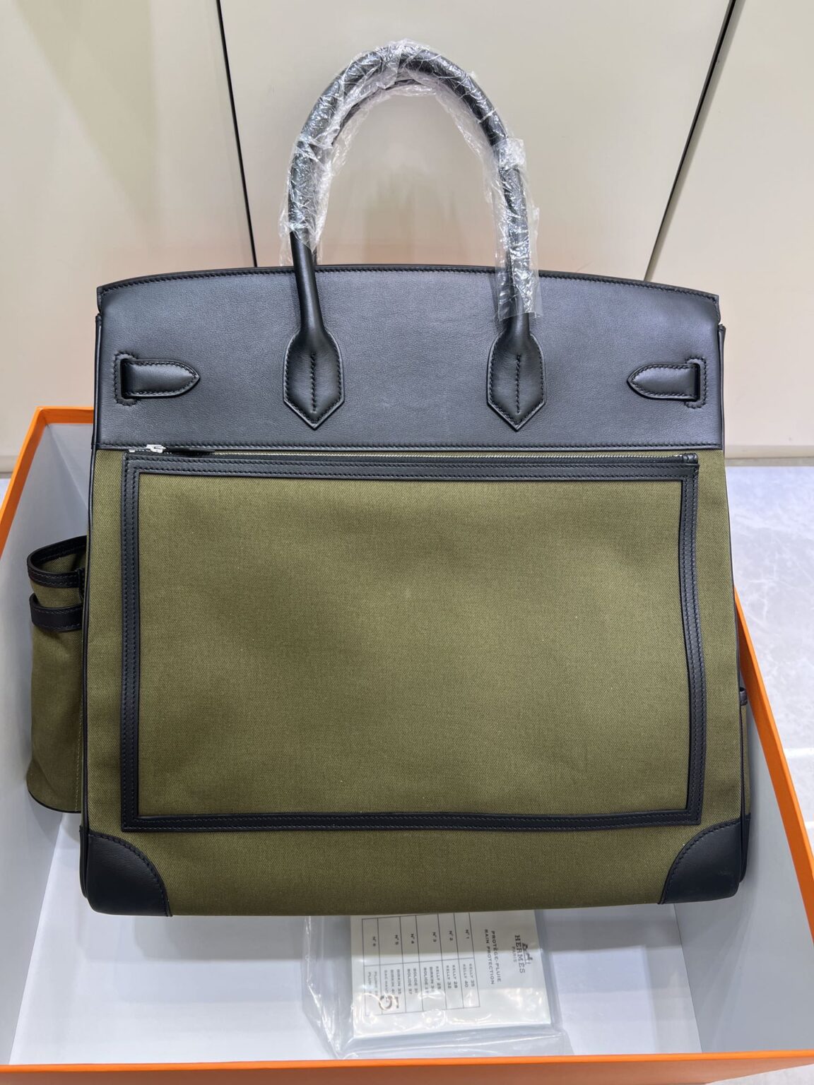 Hermes Cargo HAC 40 Birkin Military Green Canvas & Black Box Calf PHW ...