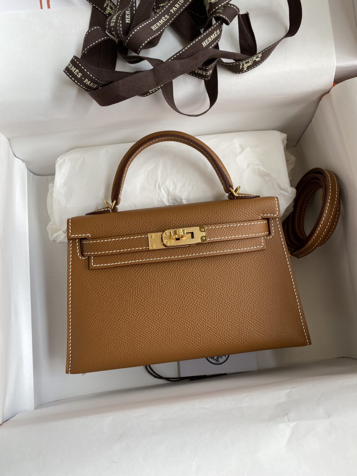 Hermes Kelly 20 Mini Kelly II Sellier Gold Epsom GHW Bag - HoooGoods