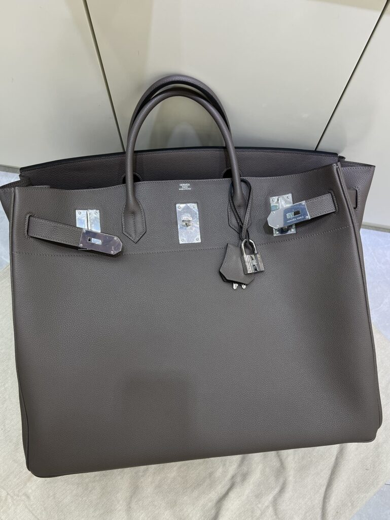 Hermes Birkin 50 Travel Bag in Etain, Black, Gold, Orange and Etoupe ...