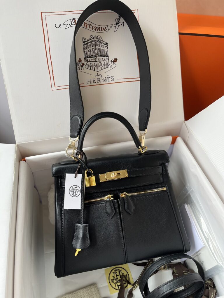 HERMES Kelly Lakis 28 swift in Black, Gold, Trench, Etoupe, Craie ...