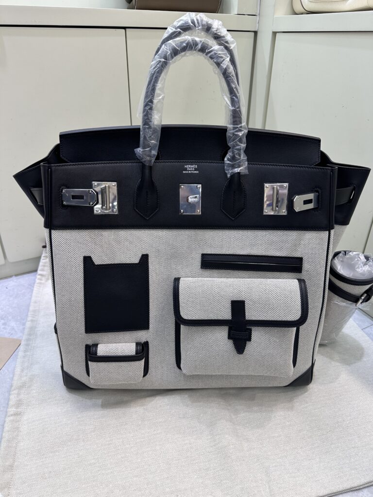 Hermes HAC 40 Cargo Birkin Black Evercalf & Toile with Palladium ...