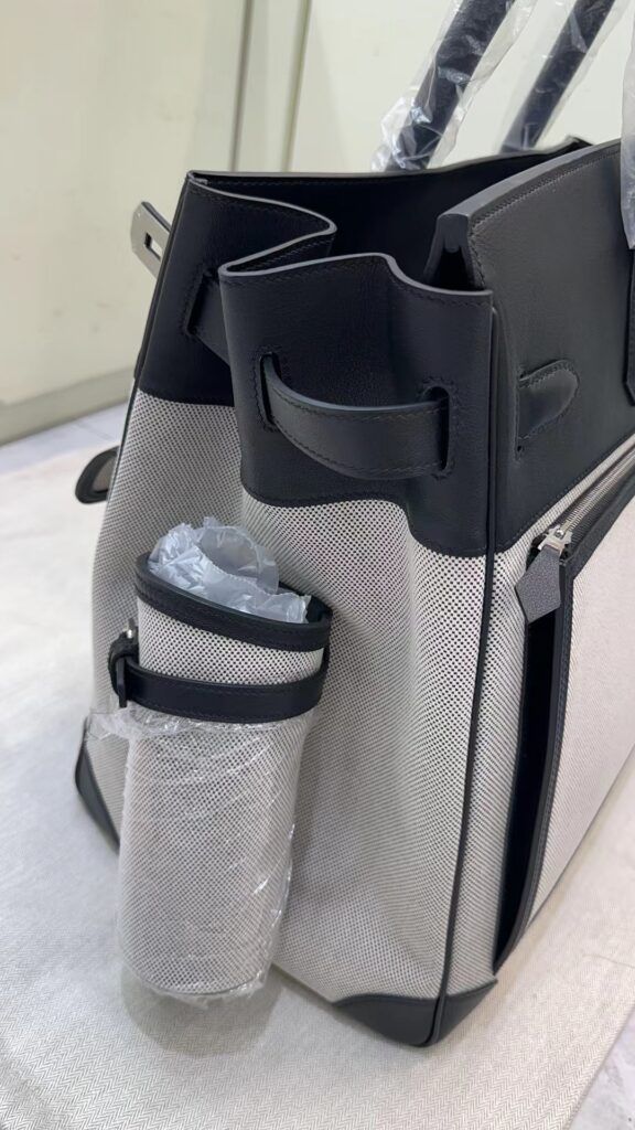 Hermes HAC 40 Cargo Birkin Black Evercalf & Toile with Palladium ...