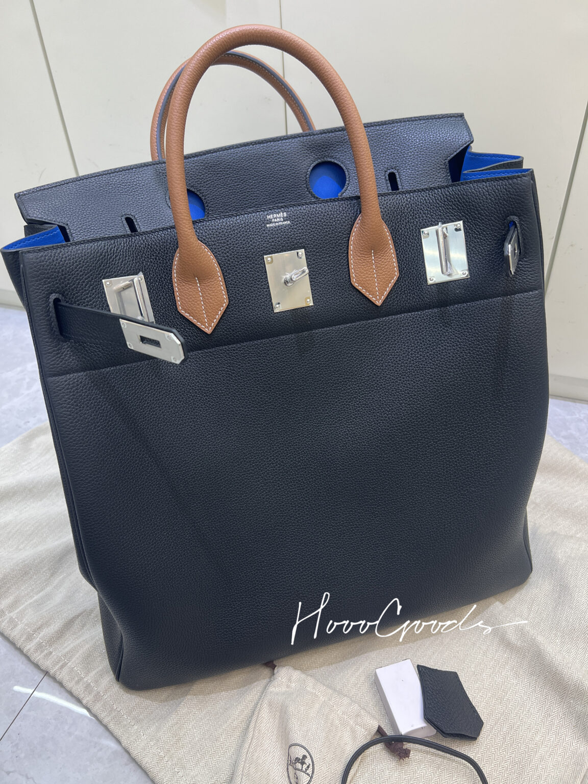 Hermes HAC 40 Birkin Black & Blue Royale & Gold Togo PHW - HoooGoods