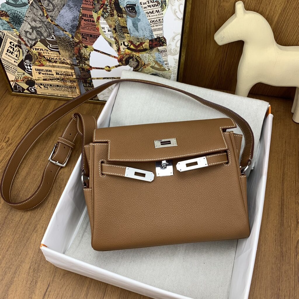 Hermes Kelly Messenger in Black, Gold, Etoupe & Blue Saphir – HoooGoods